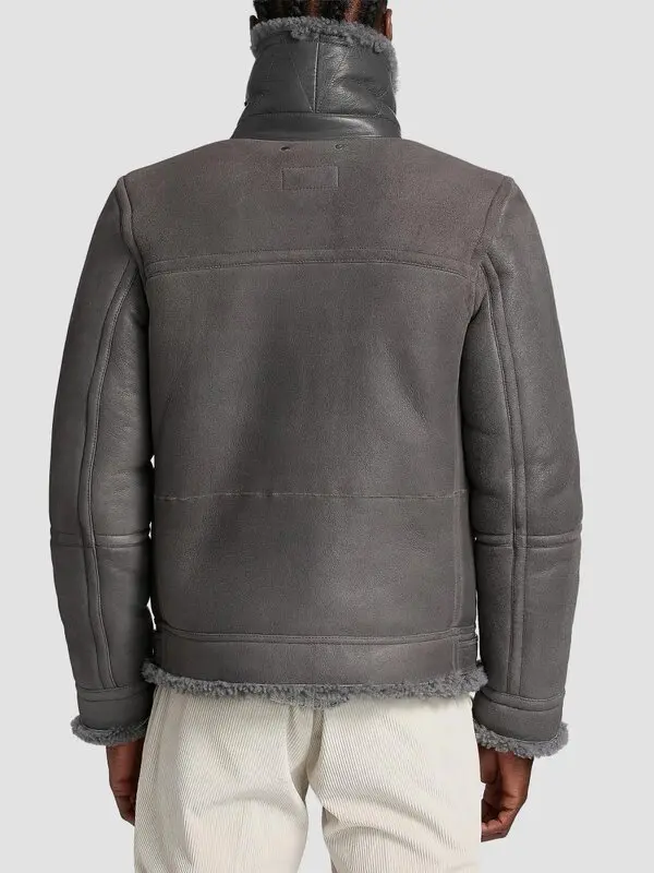 SAKS FIFTH AVENUE Collection Shearling Moto Bomber Jacket
