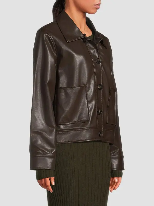 MILLY Faux Fur-trimmed Faux Leather Jacket
