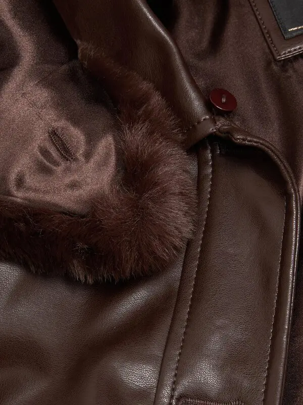MILLY Faux Fur-trimmed Faux Leather Jacket