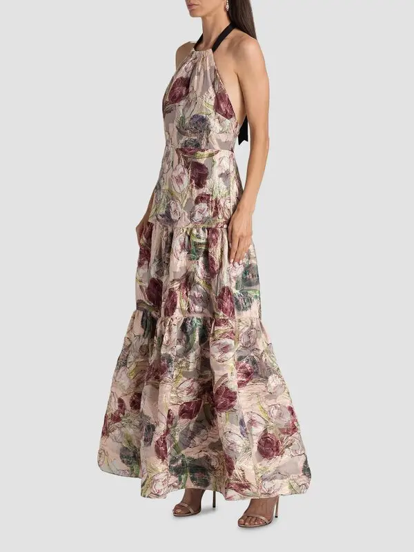 MILLY Gizelle Brocade Halterneck Gown