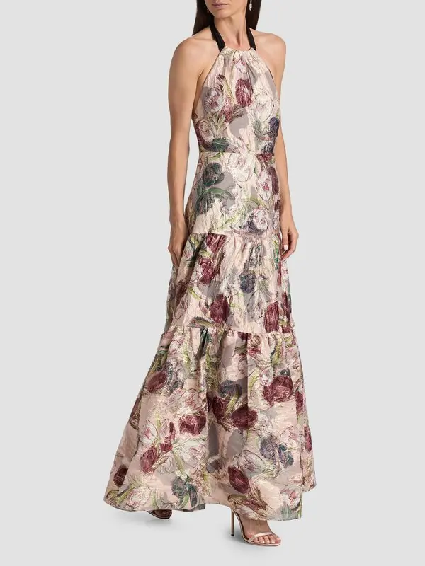 MILLY Gizelle Brocade Halterneck Gown