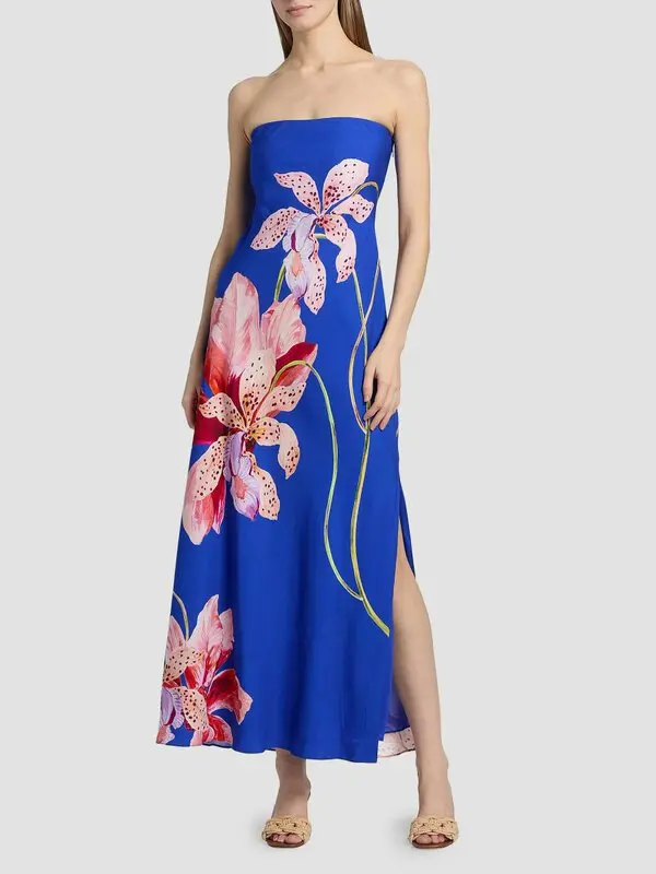 MILLY Vera Floral Strapless Maxi Dress