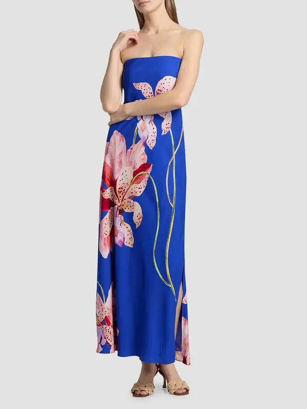 MILLY Vera Floral Strapless Maxi Dress