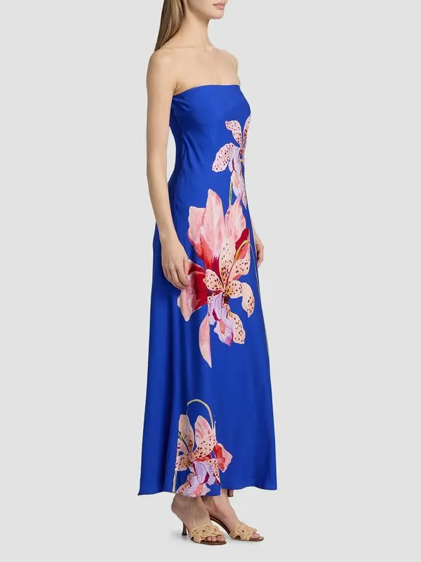 MILLY Vera Floral Strapless Maxi Dress