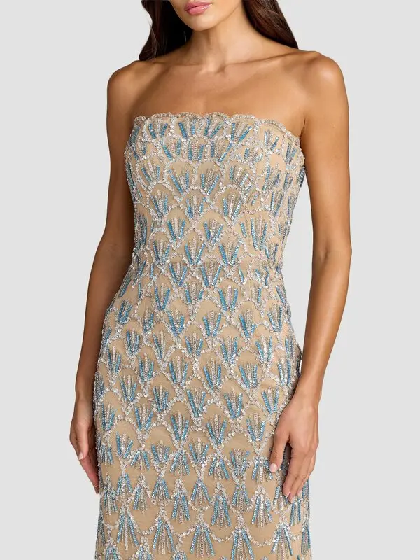Mac Duggal Embellished Mesh Trumpet Gown