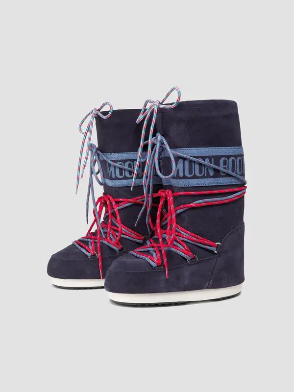 Moon Boot Mb Icon Logo Suede Boots - Blue Navy