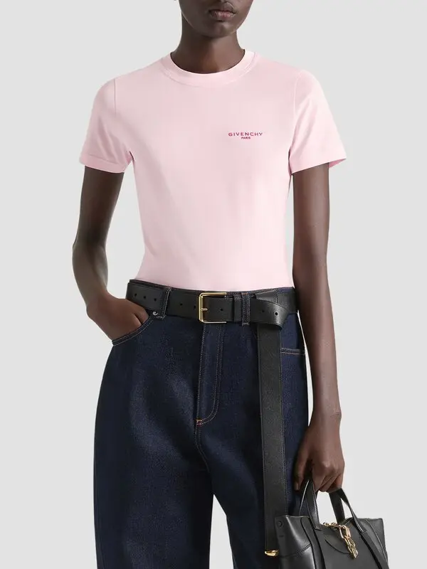 Givenchy Slim T-shirt In Cotton With Embroidery - Light Pink