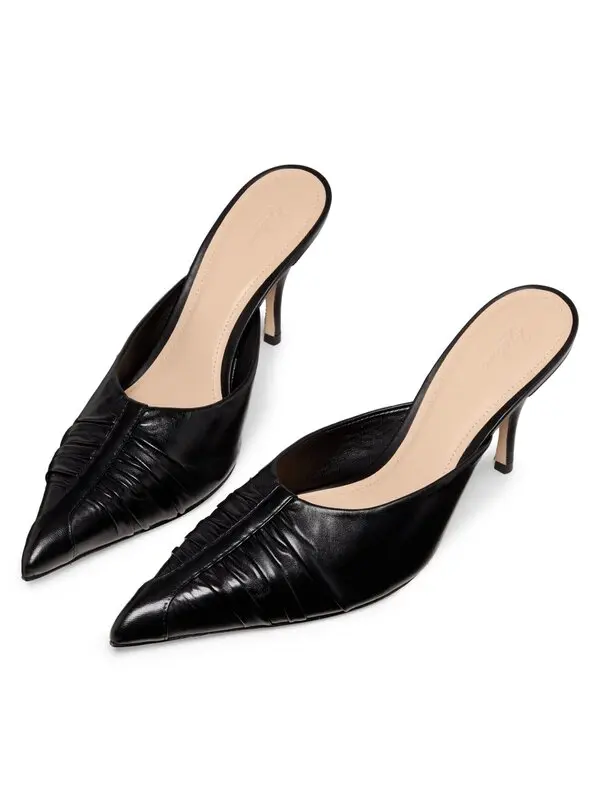 22ÉLEVÉ Ruched 85mm Patent Leather Mules - Black