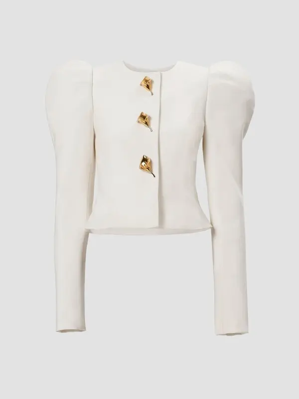 Carolina Herrera Stretch-wool Puff-sleeve Jacket