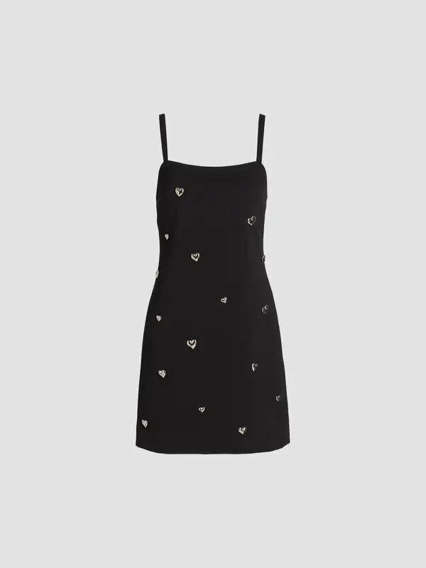 MILLY Colette Heart Crepe Square-neck Minidress
