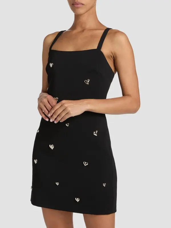 MILLY Colette Heart Crepe Square-neck Minidress