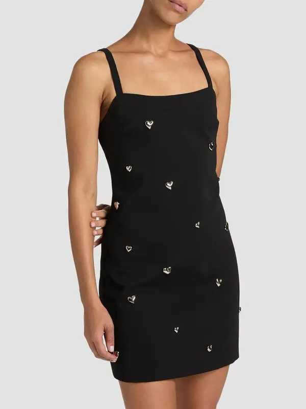 MILLY Colette Heart Crepe Square-neck Minidress