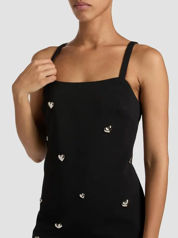 MILLY Colette Heart Crepe Square-neck Minidress
