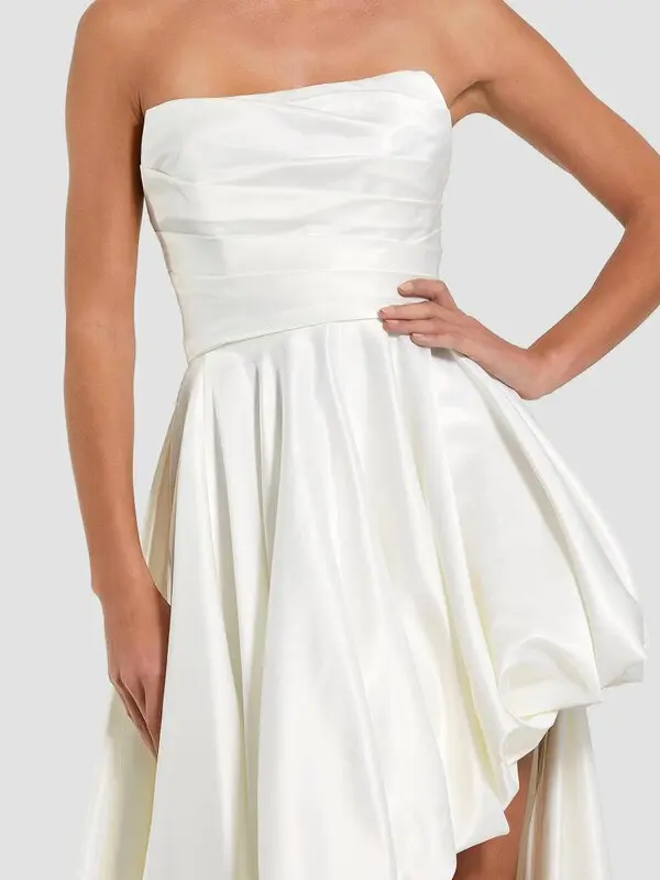 Mac Duggal Petite High-low Bubble Hem Satin Gown