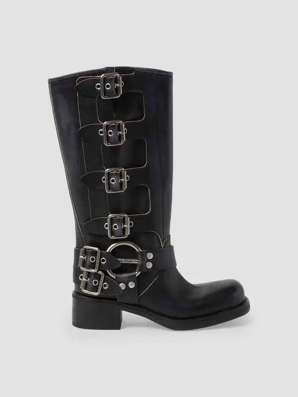 Miu Miu Leather Boots - Black