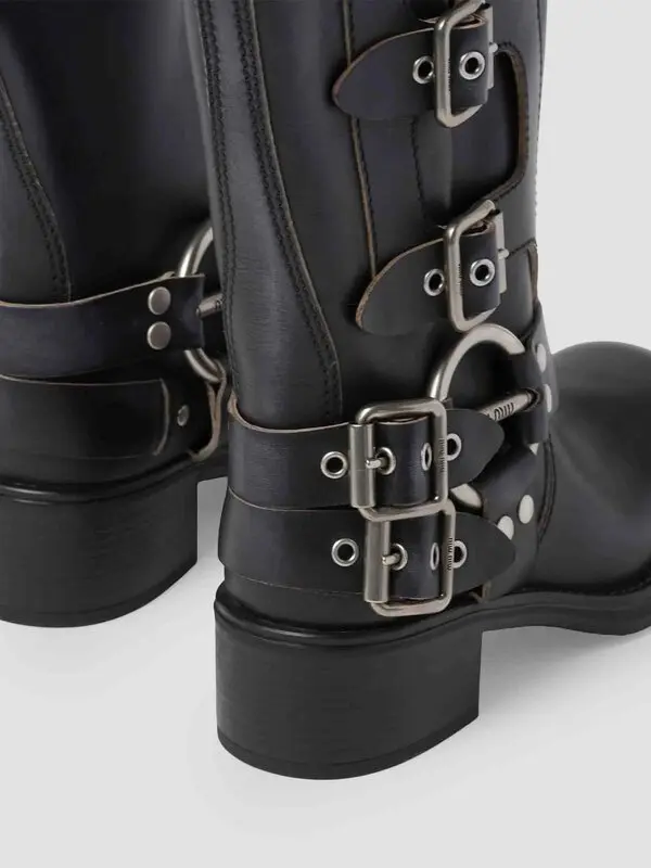 Miu Miu Leather Boots - Black