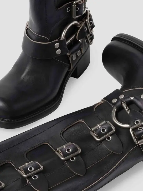 Miu Miu Leather Boots - Black
