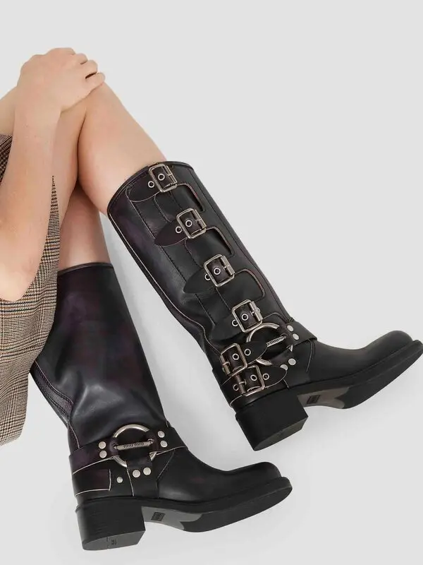Miu Miu Leather Boots - Black