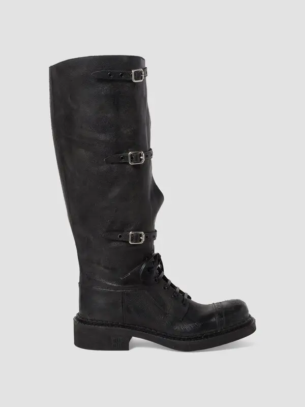 Miu Miu Leather Boots - Black