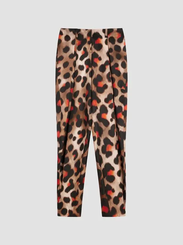 Givenchy Pinch Pants In Silk With Leopard Print