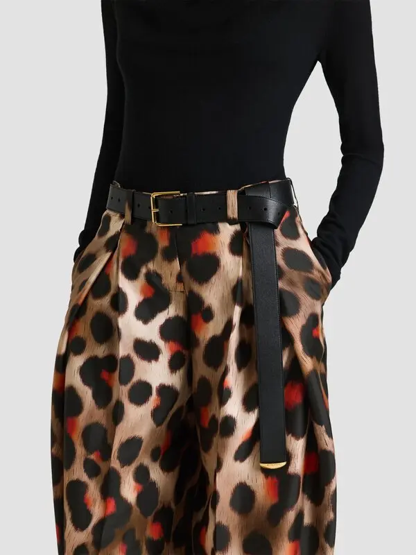 Givenchy Pinch Pants In Silk With Leopard Print