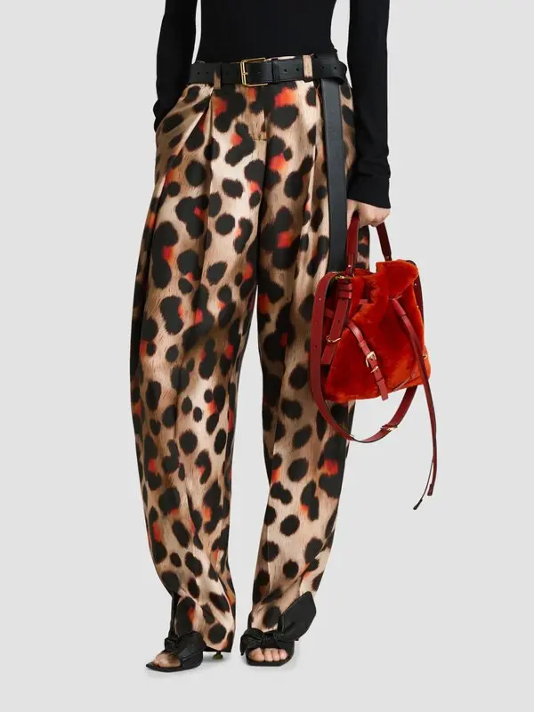 Givenchy Pinch Pants In Silk With Leopard Print