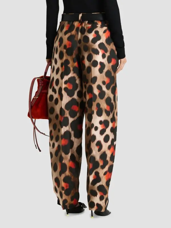 Givenchy Pinch Pants In Silk With Leopard Print