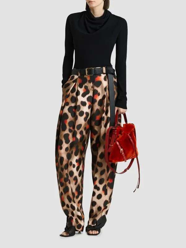 Givenchy Pinch Pants In Silk With Leopard Print