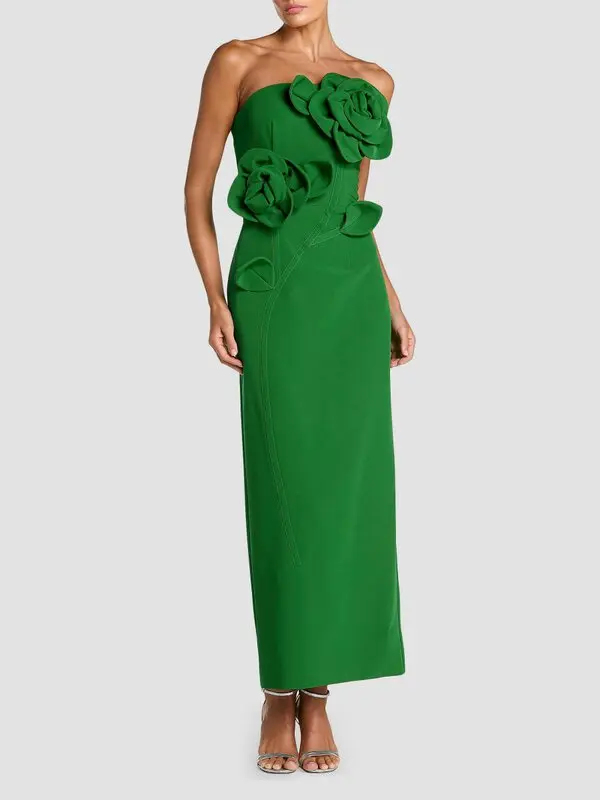 Mac Duggal Petite 3d Rose-appliquéd Crepe Strapless Gown