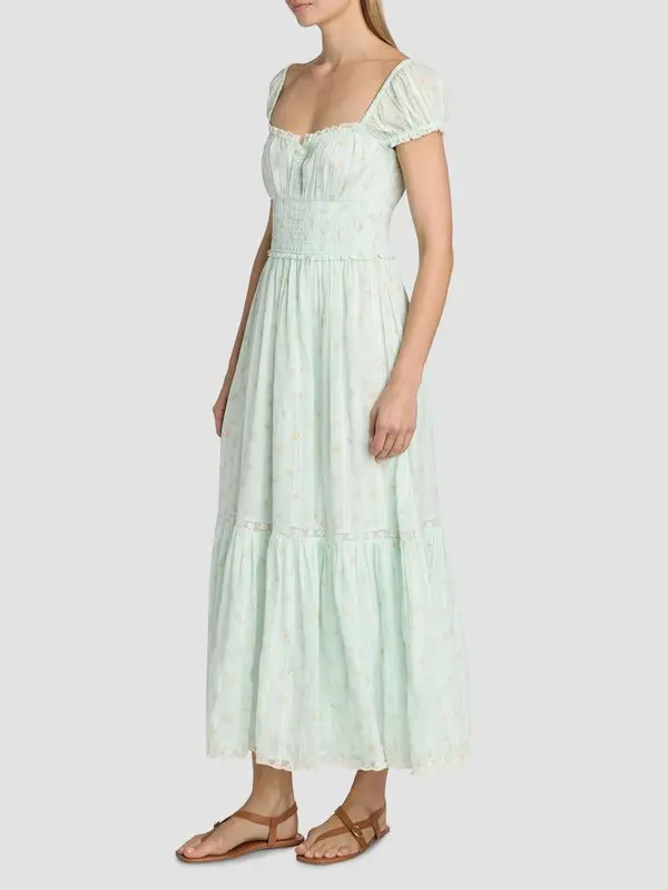 LoveShackFancy Lyssara Floral Cotton A-line Midi-dress