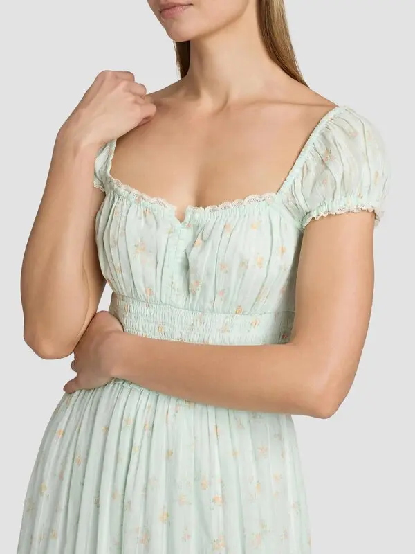 LoveShackFancy Lyssara Floral Cotton A-line Midi-dress