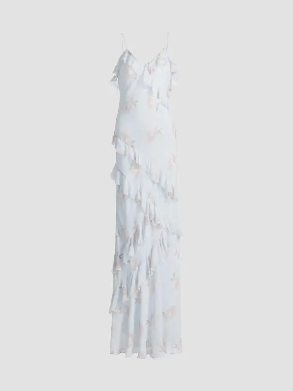 LoveShackFancy Rialto Floral Maxi Dress - Blue Roan