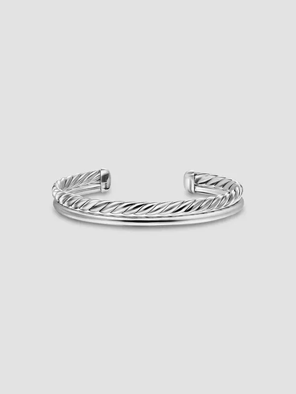 David Yurman Dy Mercer Two Row Cuff Bracelet In Sterling 8mm