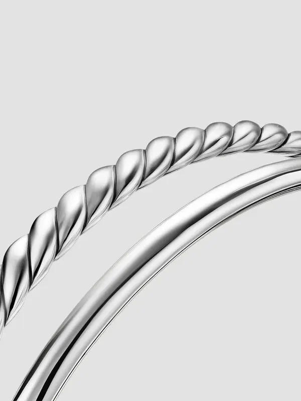 David Yurman Dy Mercer Two Row Cuff Bracelet In Sterling 8mm