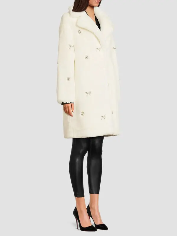 MILLY Jewel-trimmed Faux Fur Coat