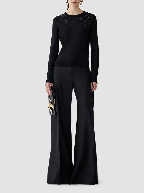 Carolina Herrera Embroidered Wool & Silk-blend Long-sleeve Sweater