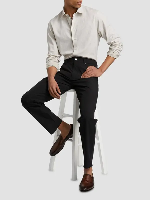 Emporio Armani Linen-cotton Cross-stitch Shirt