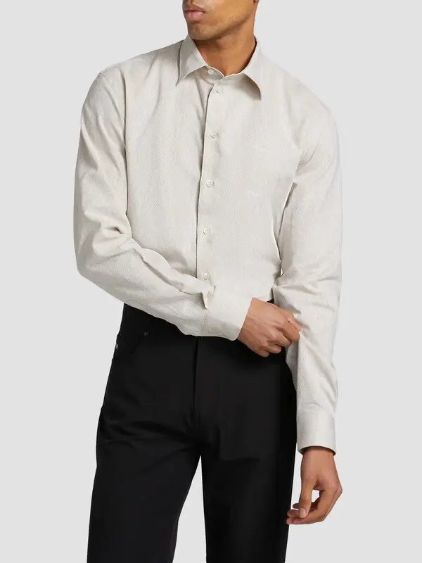 Emporio Armani Linen-cotton Cross-stitch Shirt