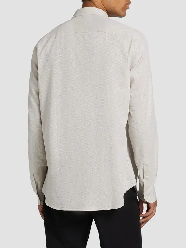 Emporio Armani Linen-cotton Cross-stitch Shirt