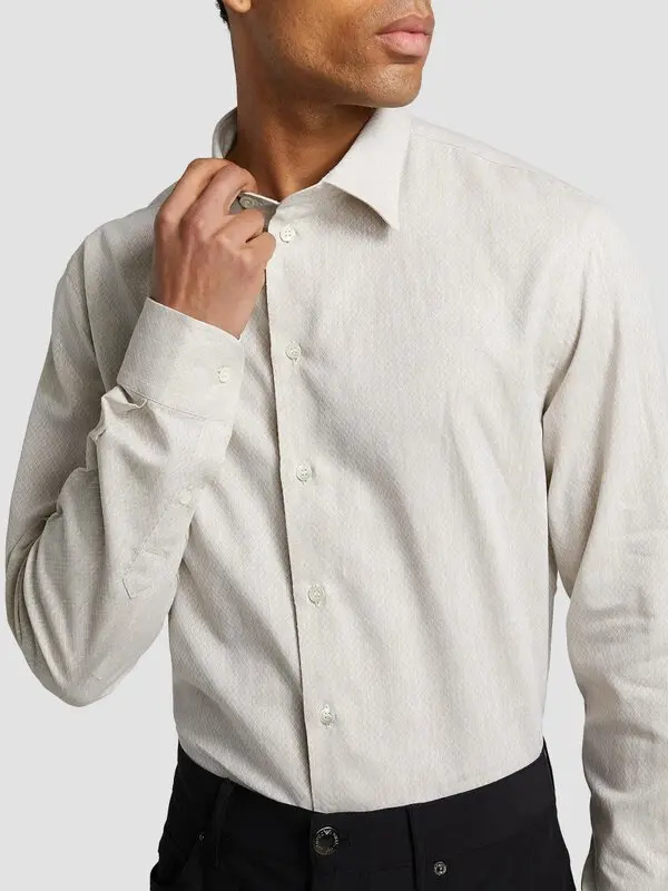 Emporio Armani Linen-cotton Cross-stitch Shirt