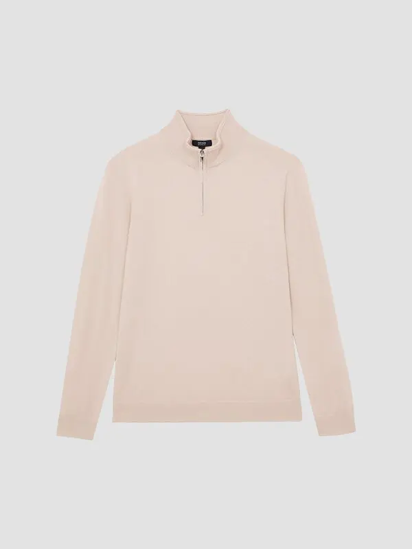 REISS Blackhall Quarter-zip Wool Sweater - Beige