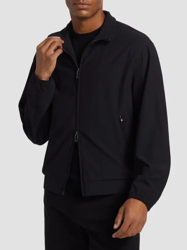 Emporio Armani Stretch Nylon Zip-front Jacket