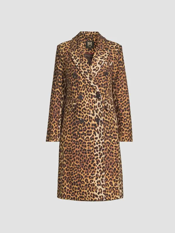 MILLY Leopard Double-breasted Coat