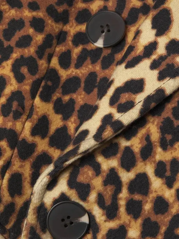 MILLY Leopard Double-breasted Coat