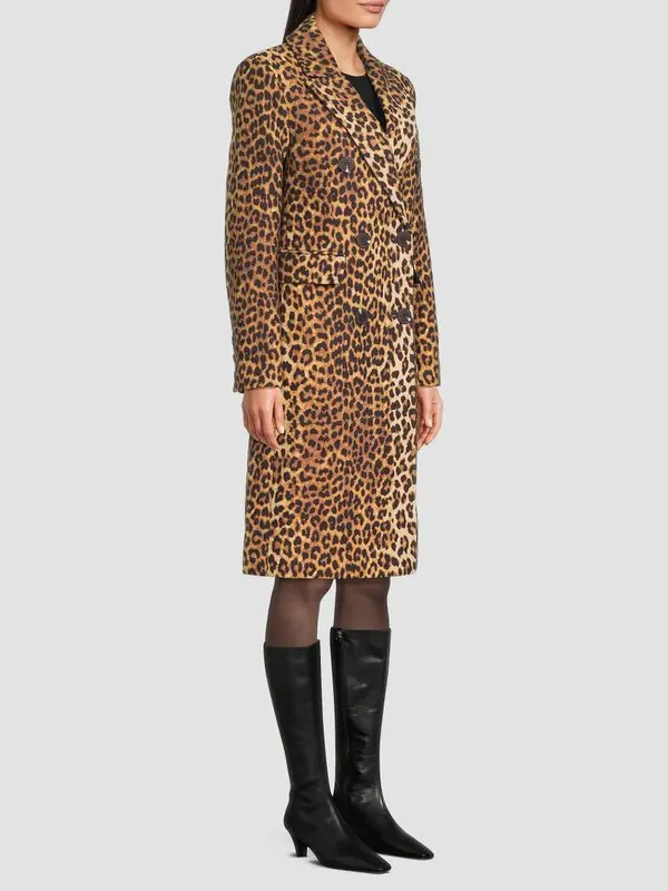 MILLY Leopard Double-breasted Coat