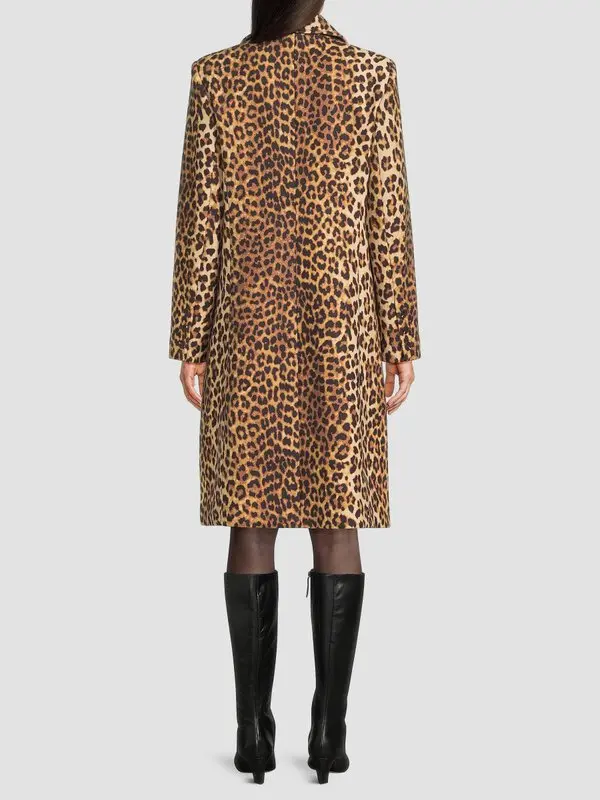 MILLY Leopard Double-breasted Coat