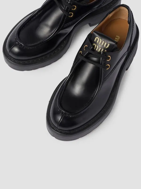 Miu Miu Leather Lace-up Loafers
