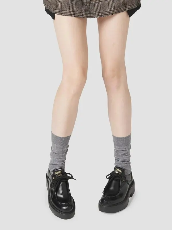 Miu Miu Leather Lace-up Loafers