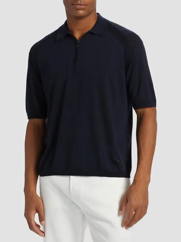 Emporio Armani Zip-front Polo Sweater