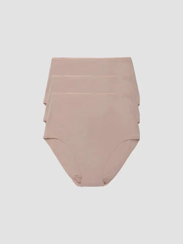 Natori Bliss Bare Cotton High Waist Brief 3-pack - Cafe